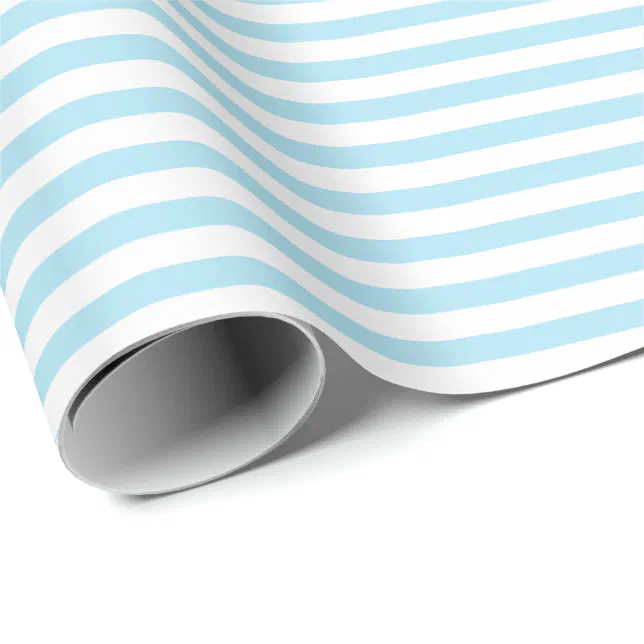 Sky Blue | White Stripe Wrapping Paper | Zazzle