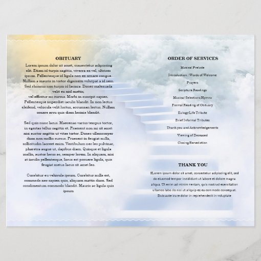 sky Funeral Program template | Zazzle