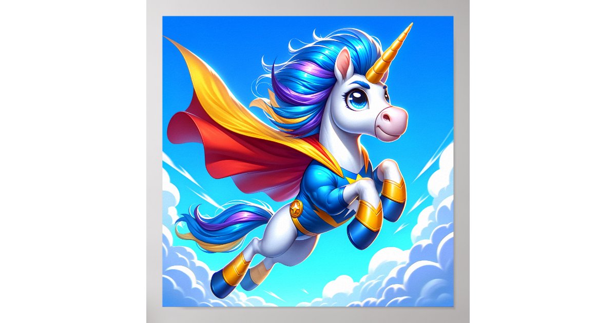 Sky-High Hero: The Super Unicorn Poster | Zazzle