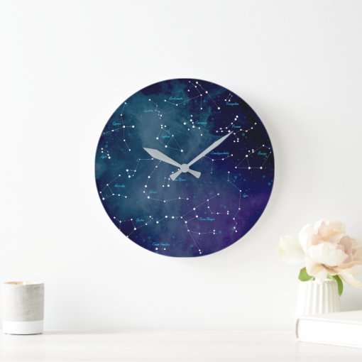 Sky Map Constellations Astronomy Large Clock | Zazzle