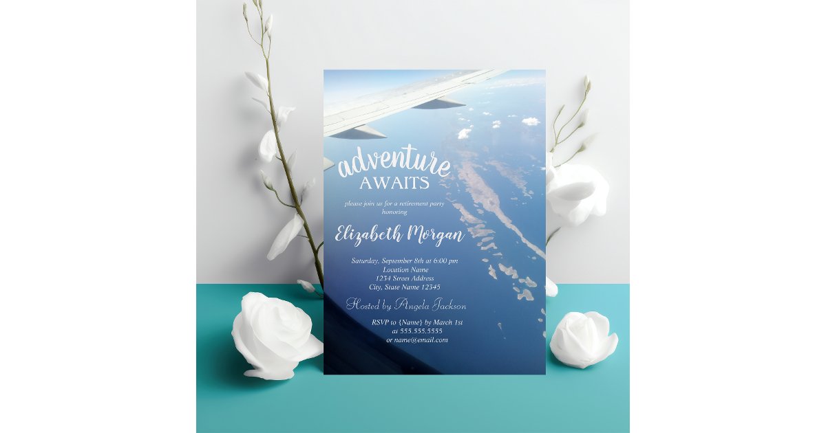 Sky,Ocean, Airplane Retirement Party Invitation | Zazzle