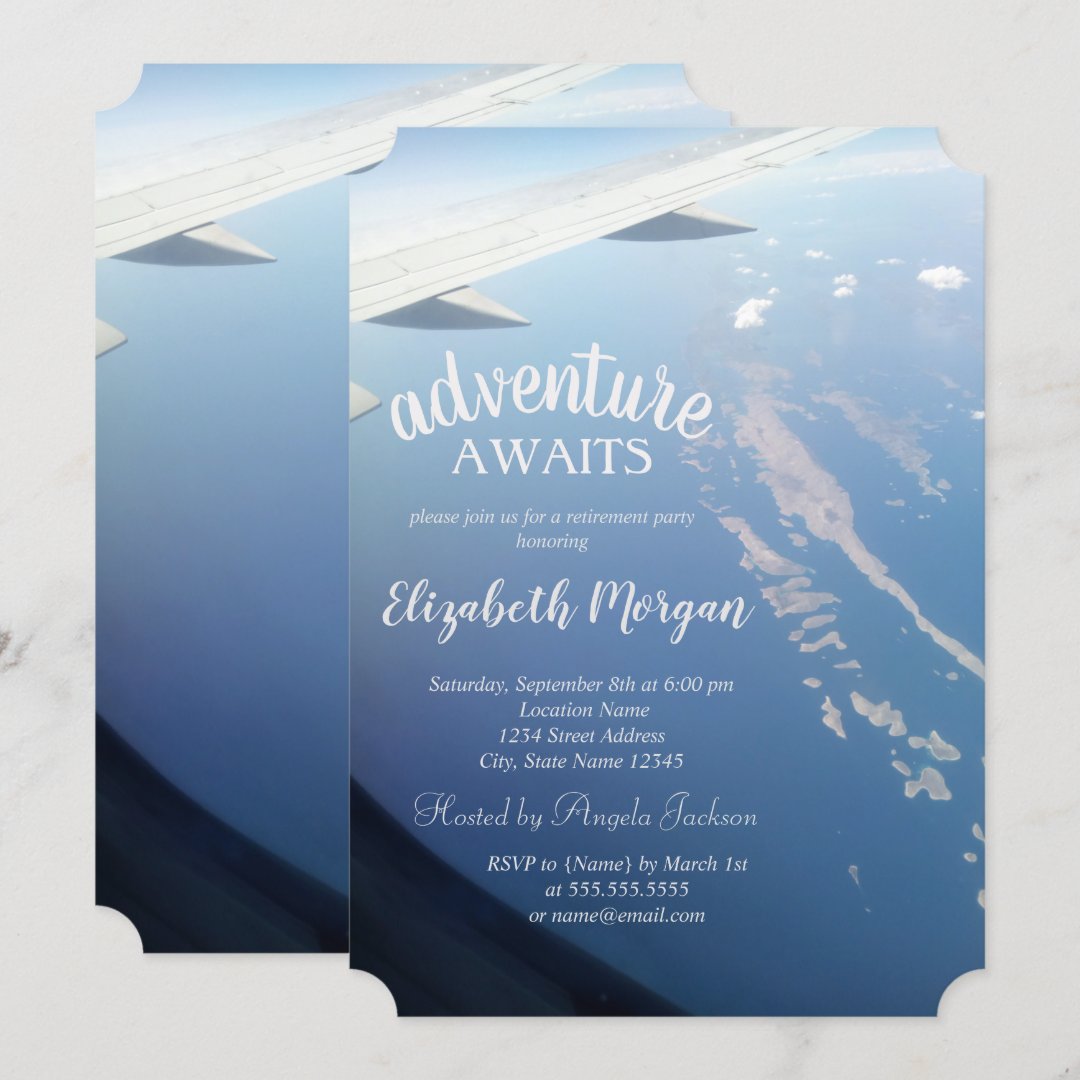 Sky,Ocean, Airplane Retirement Party Invitation | Zazzle
