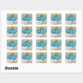 Sky Ranch Motel Sign Square Sticker | Zazzle