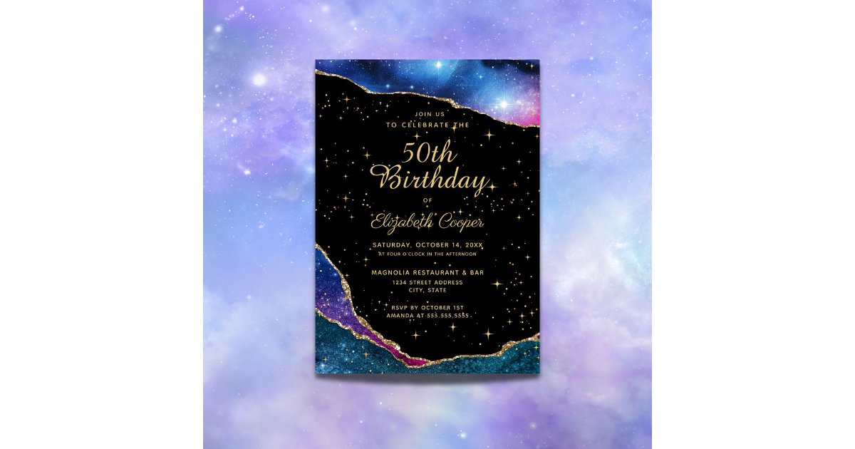 Sky Stars Celestial 50th Birthday Invitation | Zazzle
