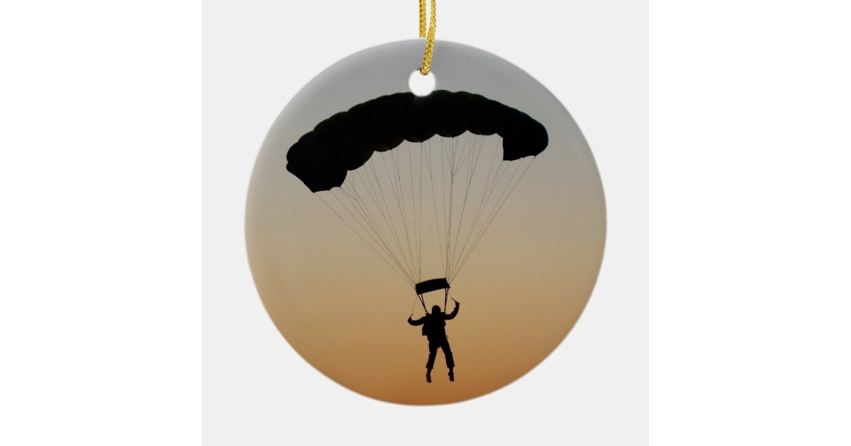 Skydiver Parachute at Sunset Sky Diver Ceramic Ornament | Zazzle