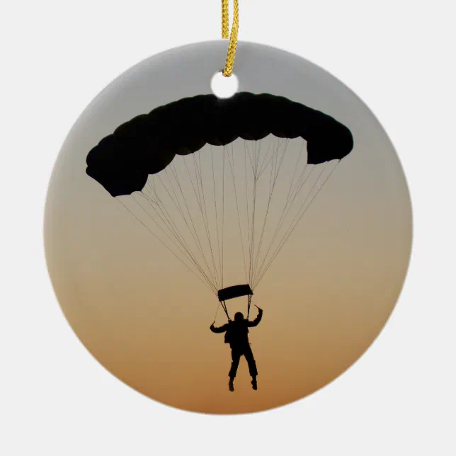Skydiver Parachute at Sunset Sky Diver Ceramic Ornament | Zazzle