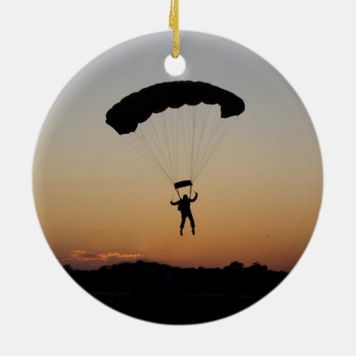 Skydiver Parachute at Sunset Sky Diver Ceramic Ornament | Zazzle