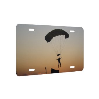 Skydiver Parachute at Sunset Sky Diver License Plate | Zazzle