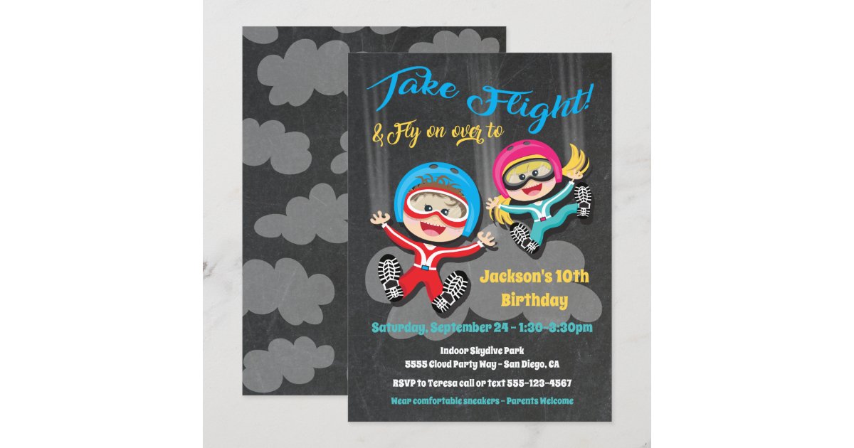 Skydiving birthday party invitation | Zazzle