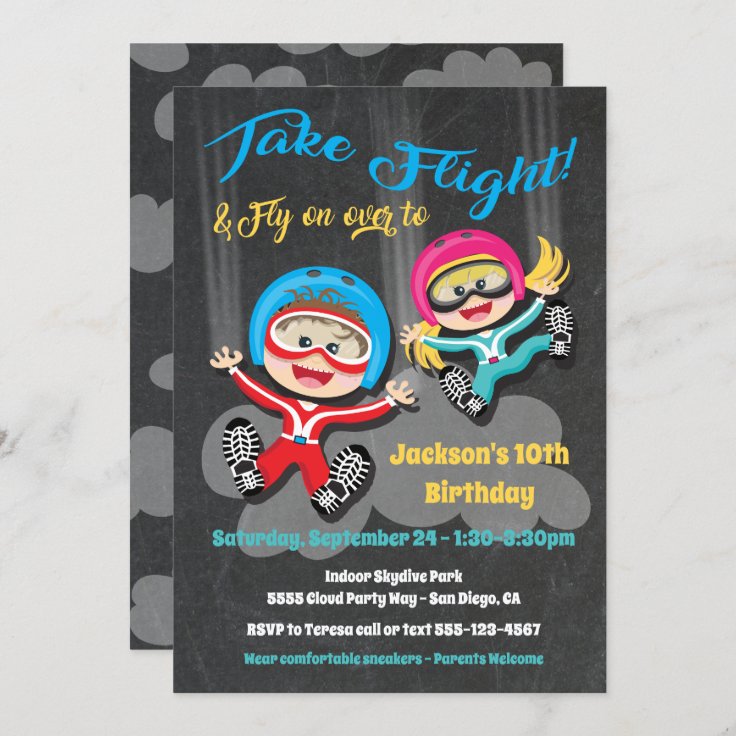 Skydiving birthday party invitation | Zazzle