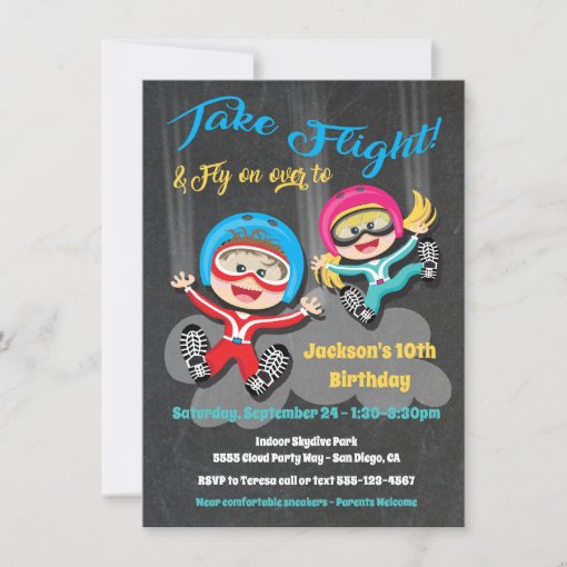 Skydiving birthday party invitation | Zazzle