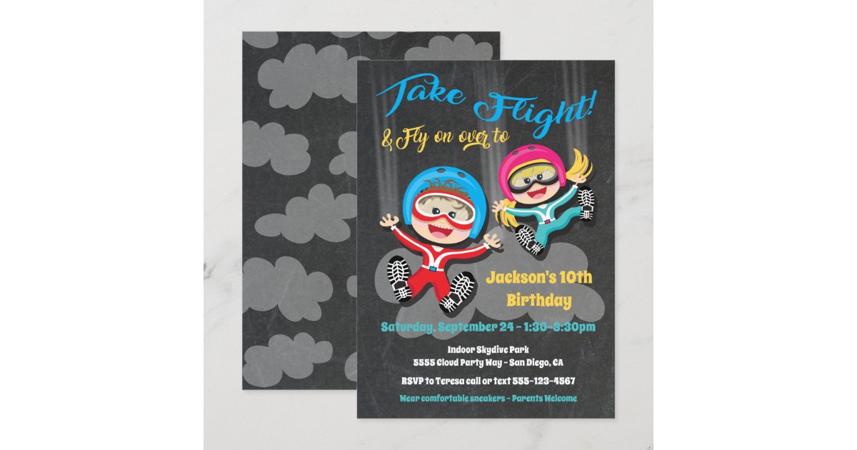 Skydiving birthday party invitation | Zazzle