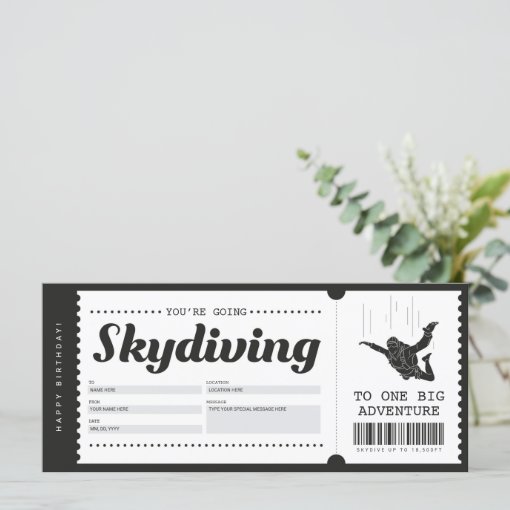 Skydiving Gift Ticket Voucher Certificate | Zazzle