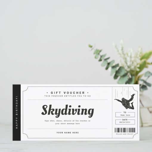 Skydiving Gift Ticket Voucher Certificate | Zazzle