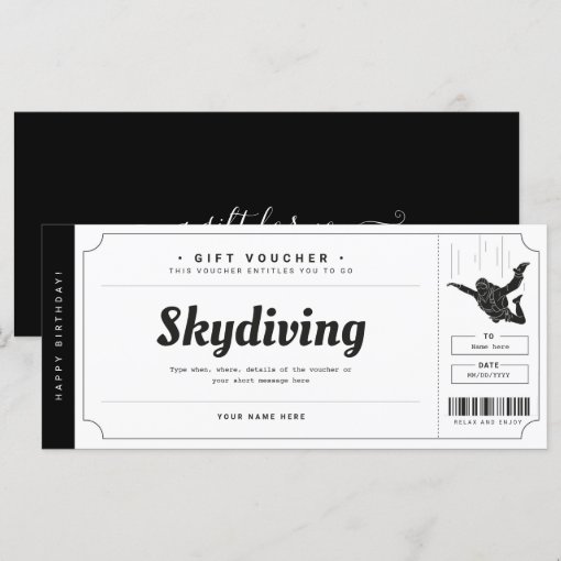 Skydiving Gift Ticket Voucher Certificate | Zazzle