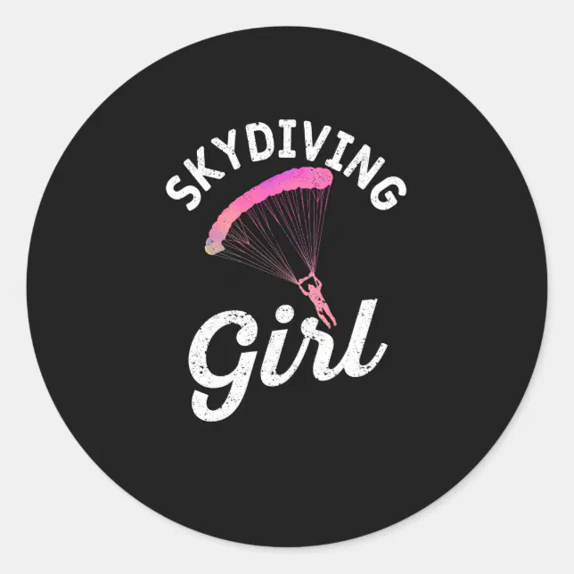Skydiving girl Sky Diver girl Classic Round Sticker | Zazzle
