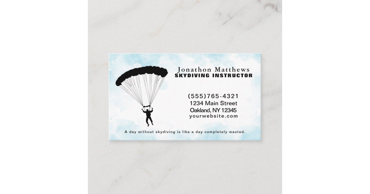 Skydiving Parachute Instructure Service Business Card | Zazzle
