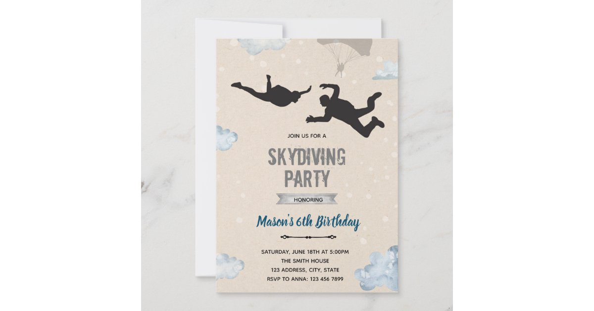 Skydiving party theme invitation | Zazzle