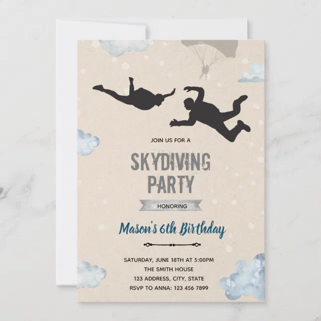 Skydiving party theme invitation | Zazzle