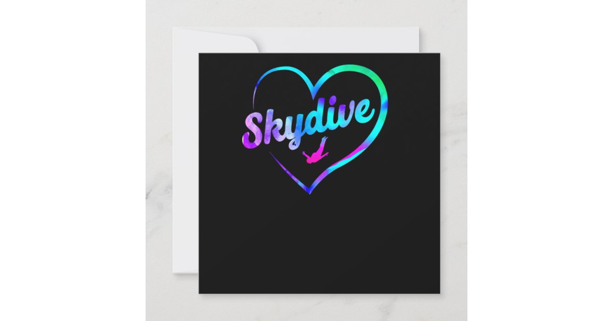Skydiving Skydive Heart Watercolor Invitation | Zazzle