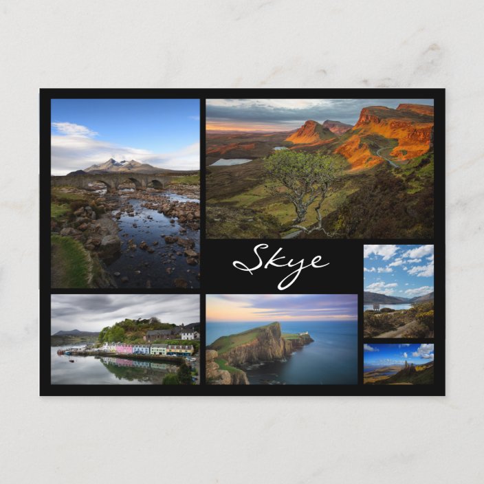 Skye landscapes black frame collage postcard | Zazzle