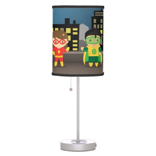 Skyline Cute Superhero For Kids Room Table Lamp | Zazzle