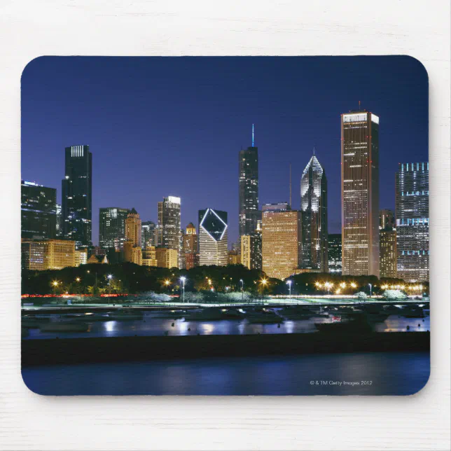 Skyline of Downtown Chicago at night Mouse Pad | Zazzle