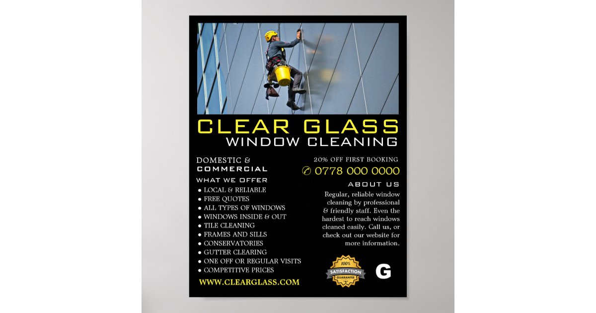 Skyscraper, Window Cleaner, Cleaning Advertising Poster | Zazzle