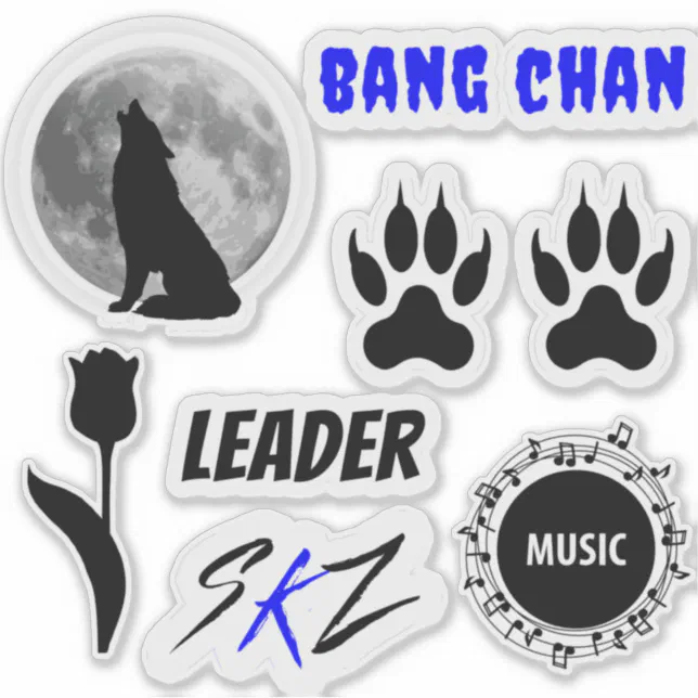 SKZ Bang Chan sticker sheet (Black x Blue) Version | Zazzle