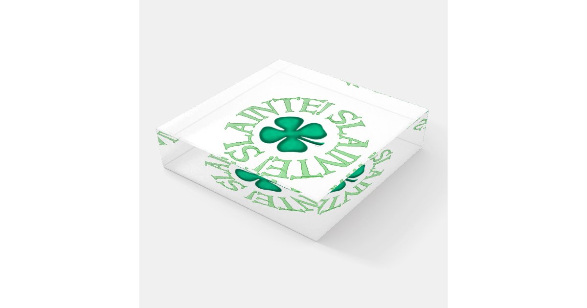Slainte clear glass square paperweight | Zazzle
