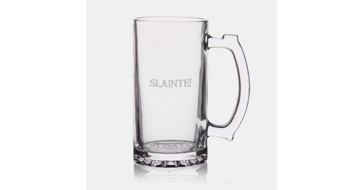 Slainte etched glass stein | Zazzle