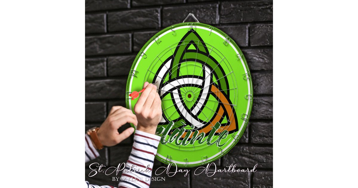Slainte St. Patrick's Day Celtic Triquetra Irish Dartboard With Darts ...