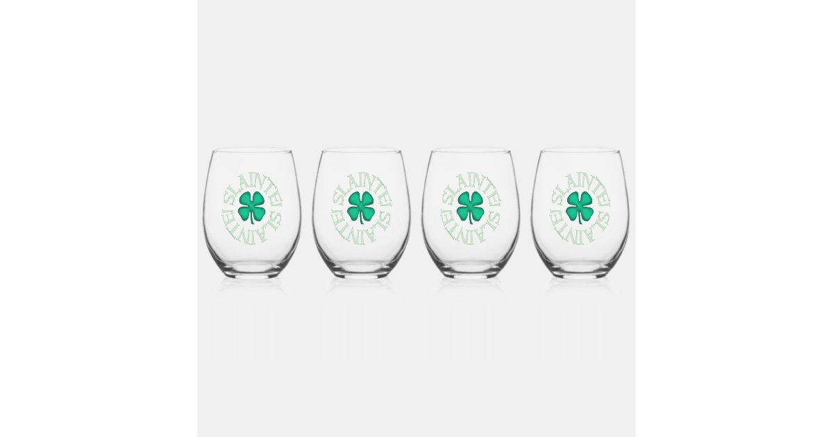 Slainte wine glass set 4 | Zazzle