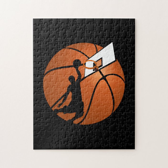 Slam Dunk Basketball Player w/Hoop on Ball Jigsaw Puzzle | Zazzle.com