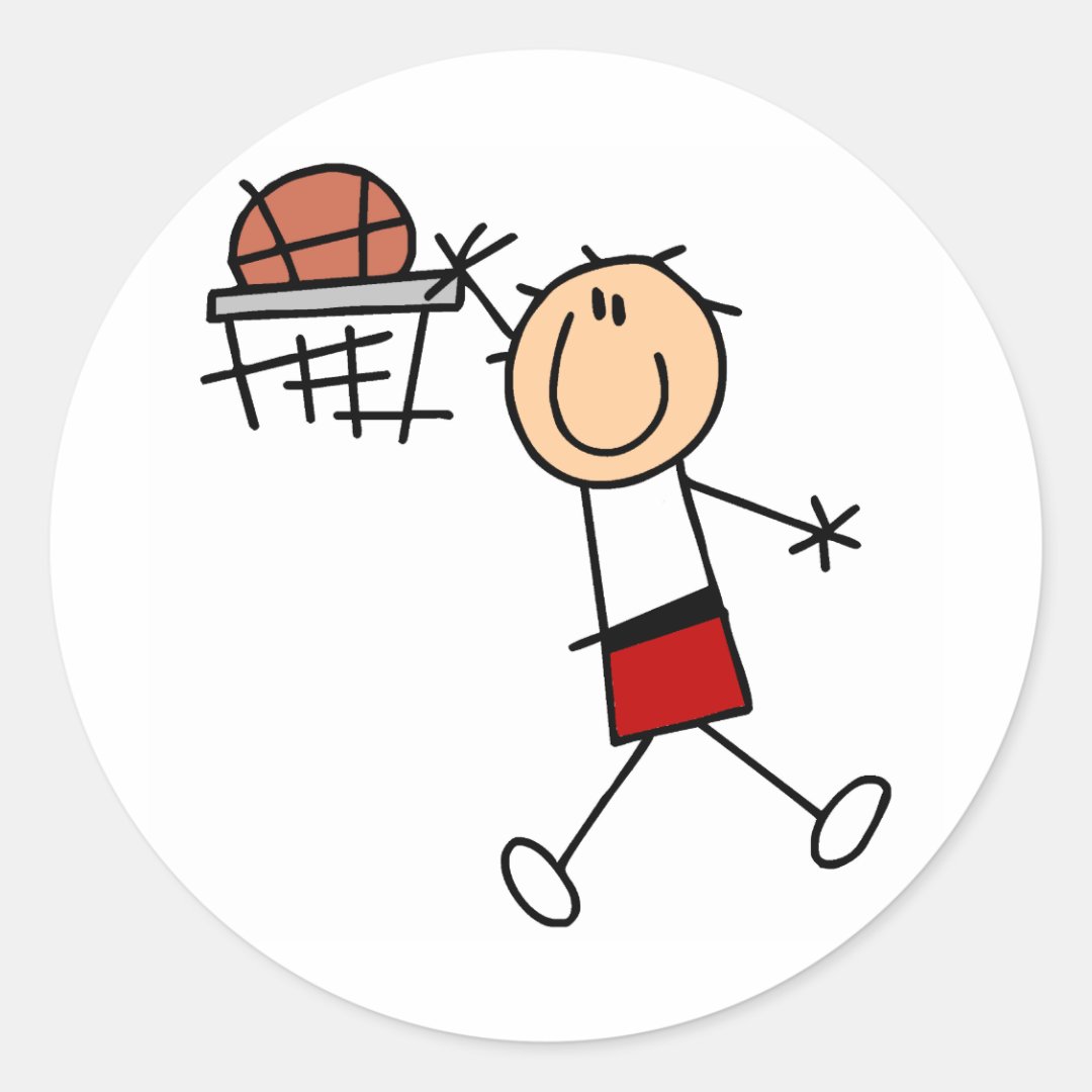 Slam Dunk Basketball - Red T-shirts and Gifts Classic Round Sticker ...