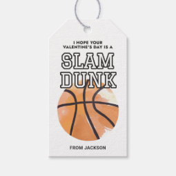 Slam Dunk Basketball Sports Valentines Day Gift Tags | Zazzle