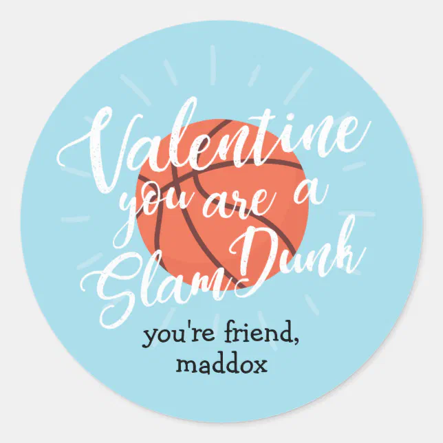 Slam Dunk Basketball Valentine Sticker | Zazzle