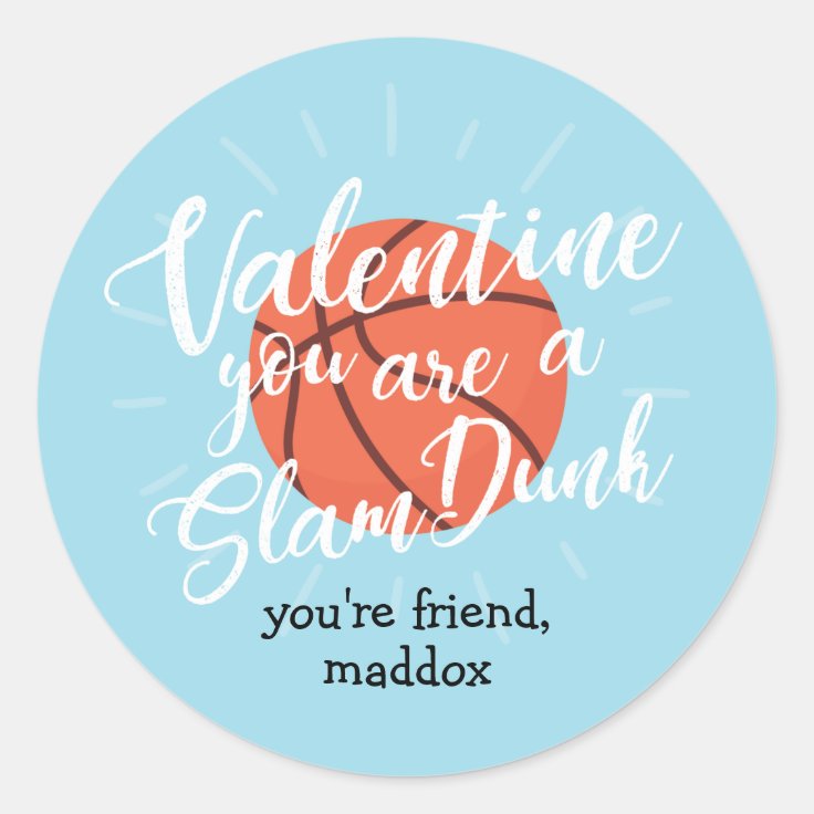 Slam Dunk Basketball Valentine Sticker | Zazzle