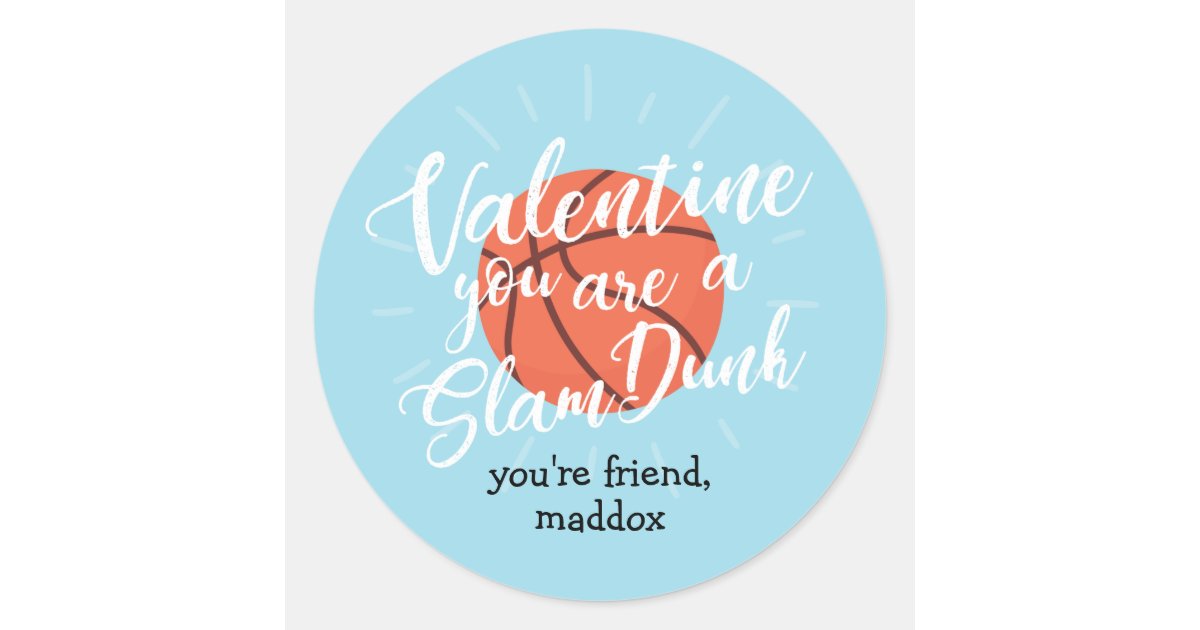 Slam Dunk Basketball Valentine Sticker | Zazzle