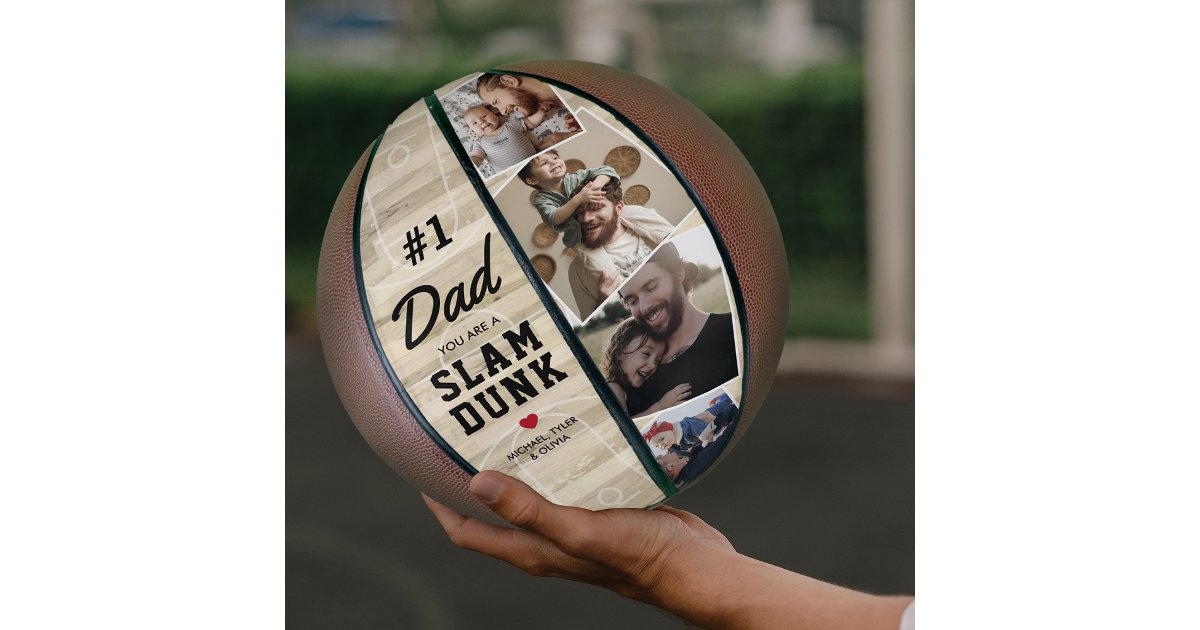 Slam Dunk Dad Photo Keepsake Basketball | Zazzle