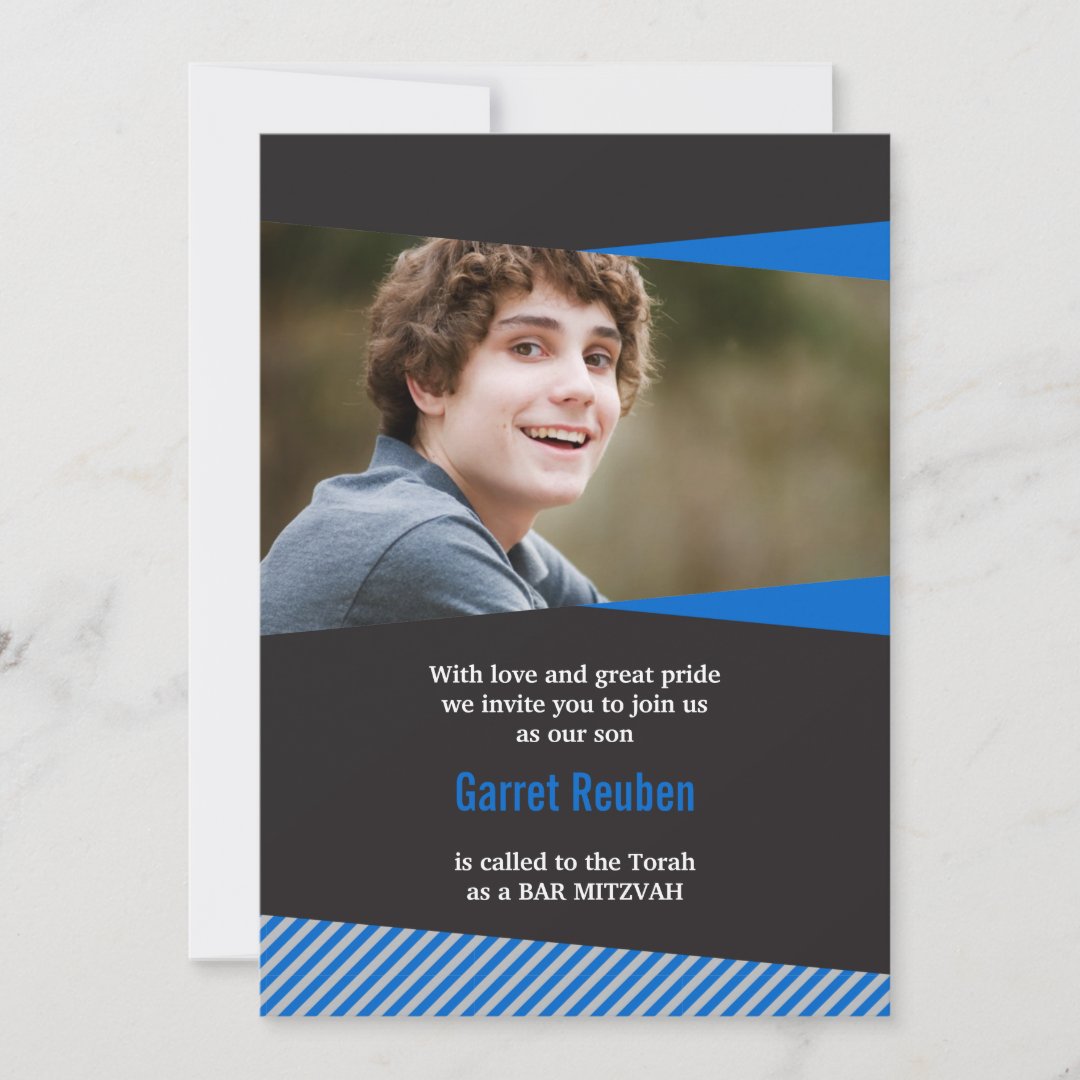 Slanted Frames Bar Mitzvah Photo Invitation | Zazzle