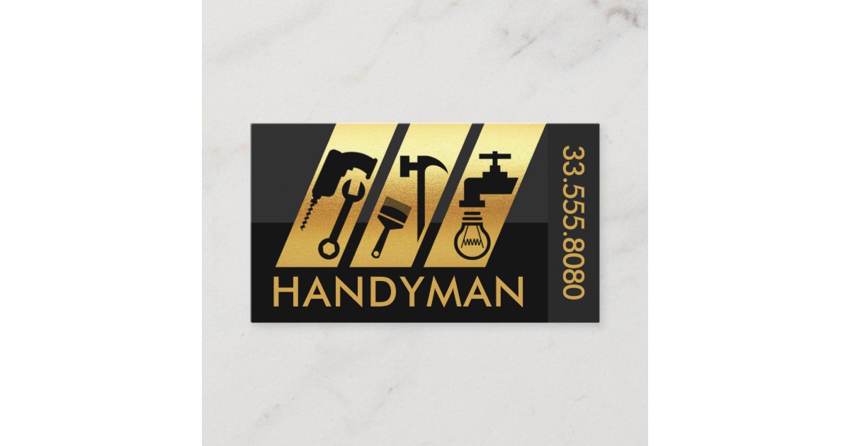 Slanting Gold Handyman Tool Stripes Business Card | Zazzle