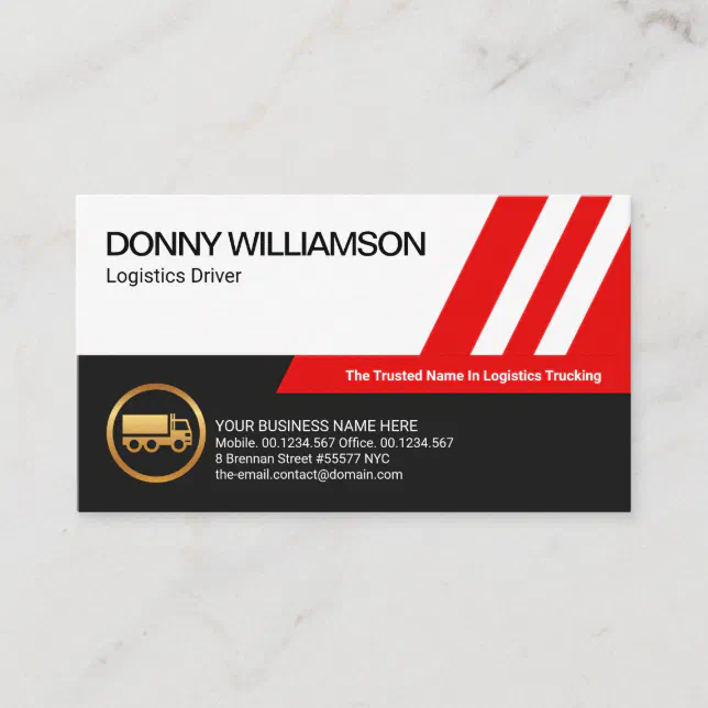 Slanting Red Logistics Lines Truck Transport Business Card | Zazzle