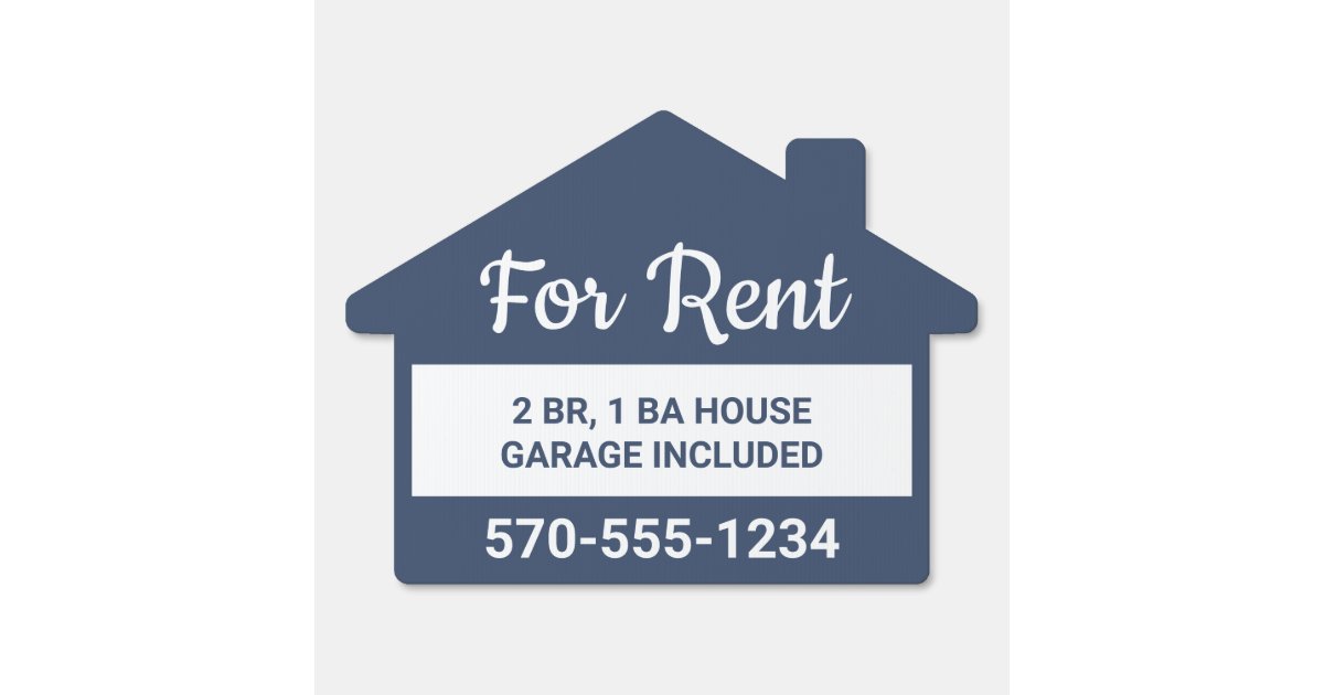 Slate Blue and White Modern House For Rent Sign | Zazzle