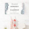 Slate Blue & Blush Pink Minimalist Marble Welcome Banner | Zazzle
