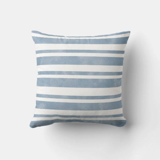 Slate Blue Watercolor Stripes Throw Pillow | Zazzle