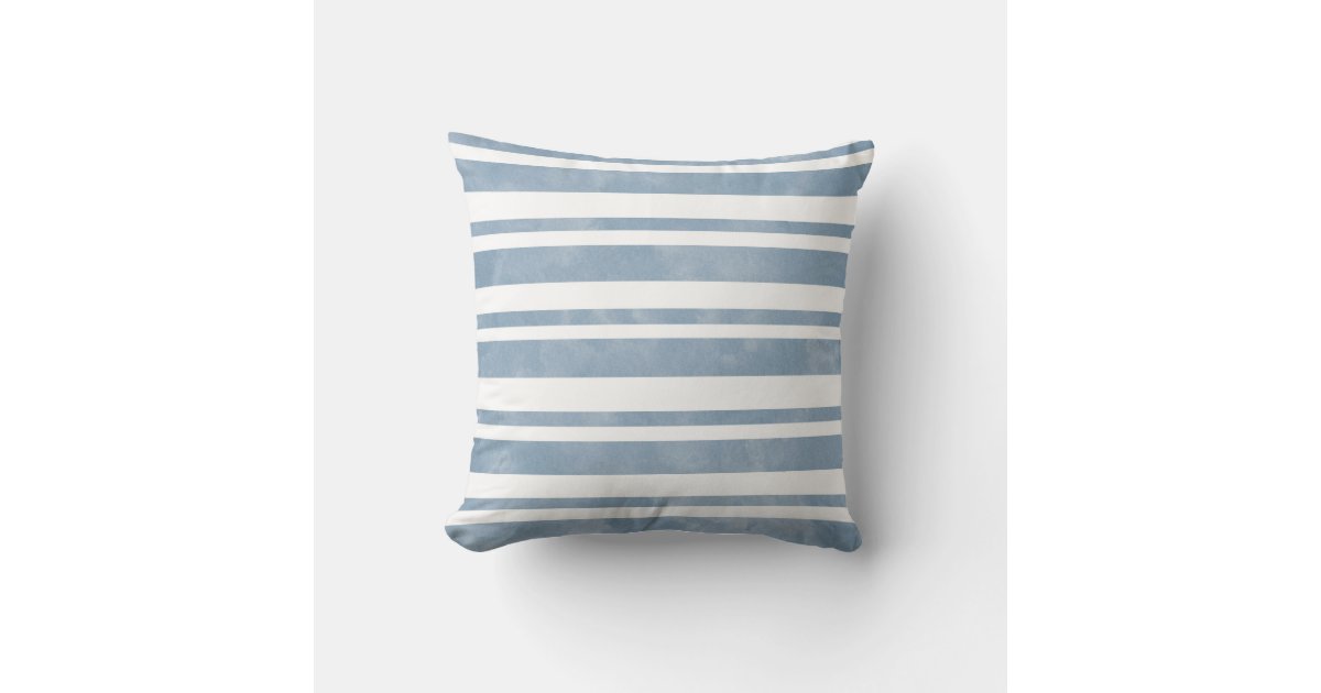 Slate Blue Watercolor Stripes Throw Pillow | Zazzle