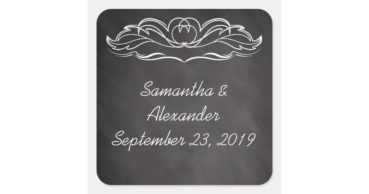 Slate Chalkboard Wedding Square Sticker | Zazzle