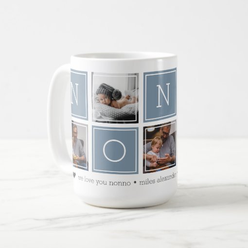 Slate | Custom Nonno 5 Photo Colorblock Collage Coffee Mug | Zazzle