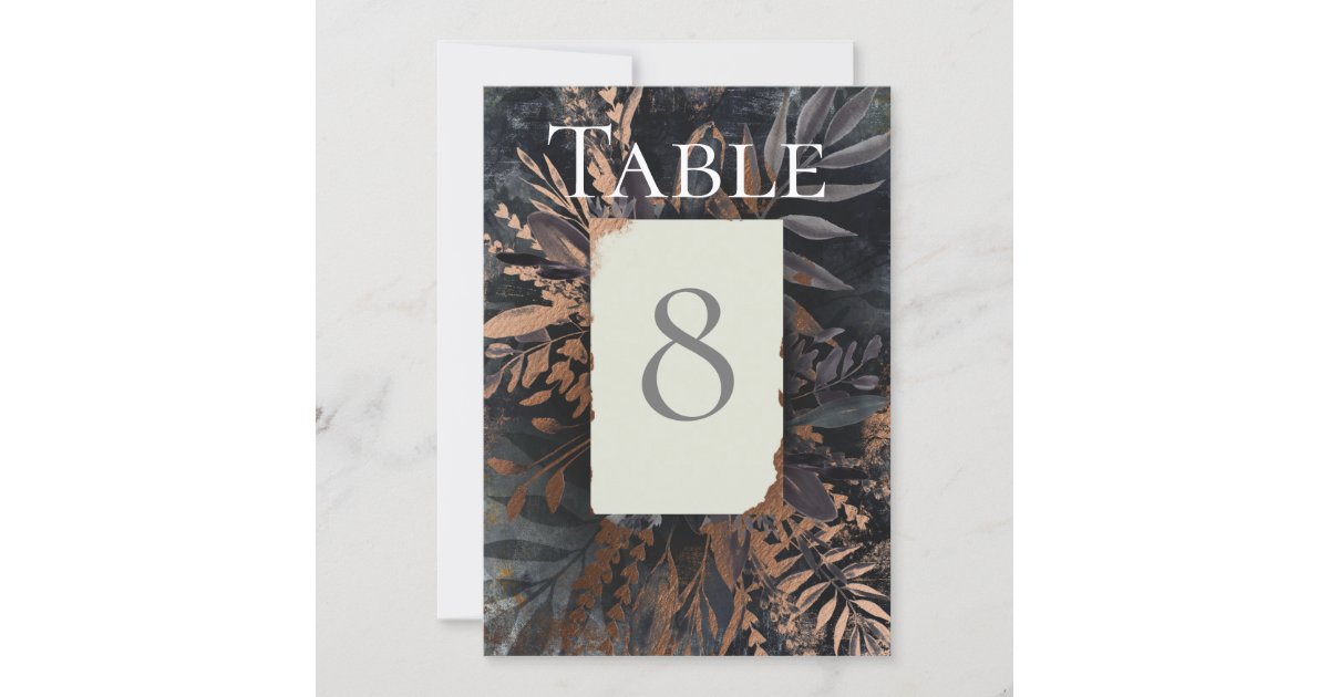 Slate grey gilded effect Table Number | Zazzle
